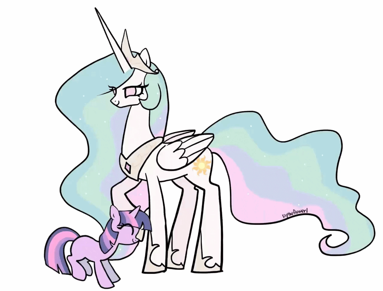 #3796706 - safe, artist:lilytheflowerl, princess celestia, twilight ...