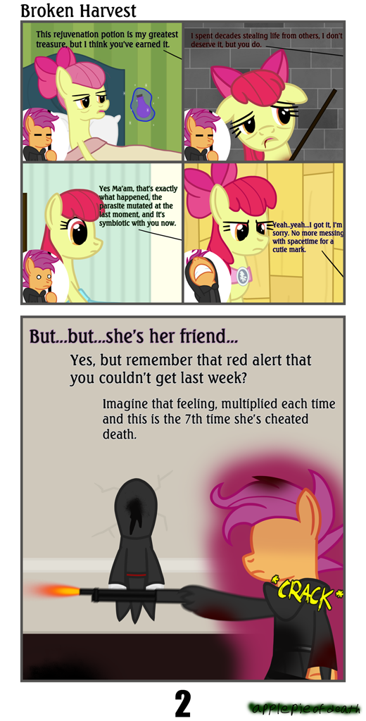 #3837578 - safe, artist:applepieofdeath, apple bloom, scootaloo, earth ...