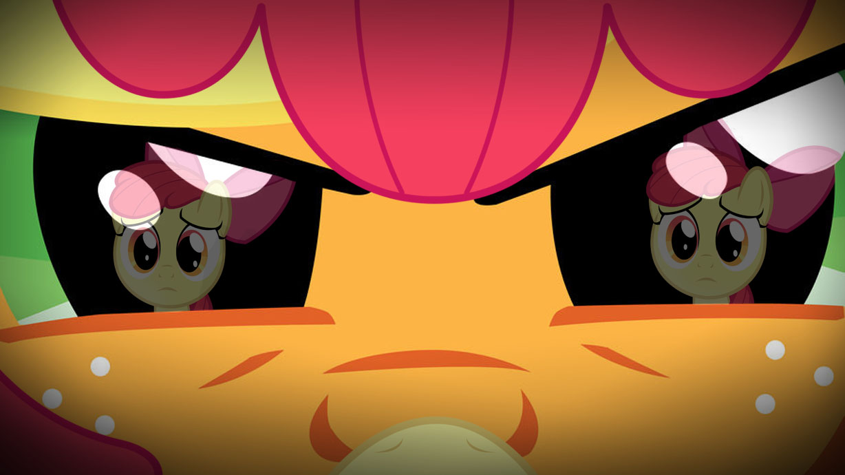 #130562 - safe, apple bloom, applejack, eyes, glare, meme, pov ...