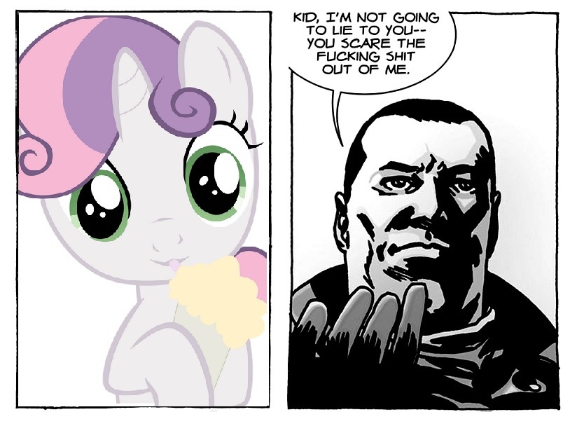 #187323 - safe, sweetie belle, g4, comic, crossover, milkshake, negan ...