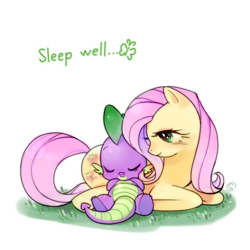#188497 - safe, artist:cr-r, fluttershy, spike, dragon, g4, cute ...
