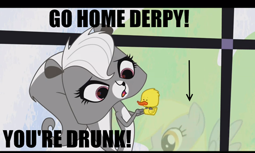 #188973 - safe, edit, derpy hooves, pegasus, pony, skunk, drunk, fake ...