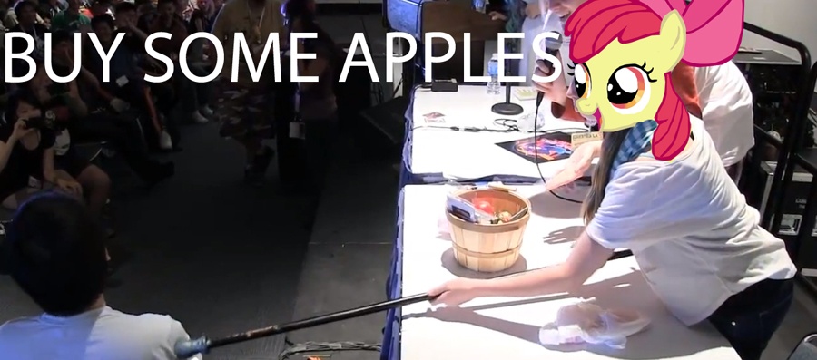 #176311 - safe, apple bloom, buy some apples, caption, image macro ...