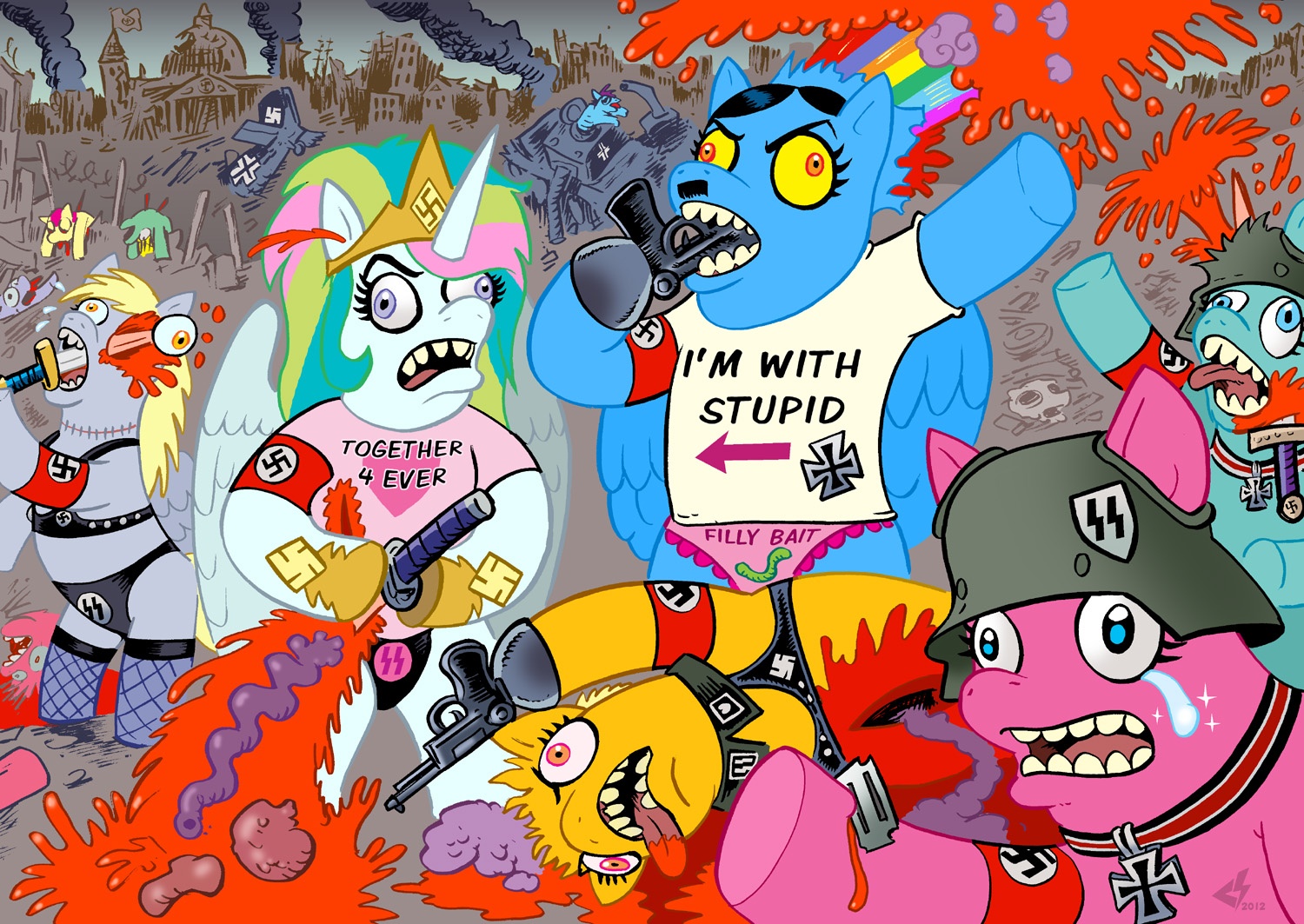 #14439 - grimdark, grotesque, artist:curtsibling, derpy hooves ...