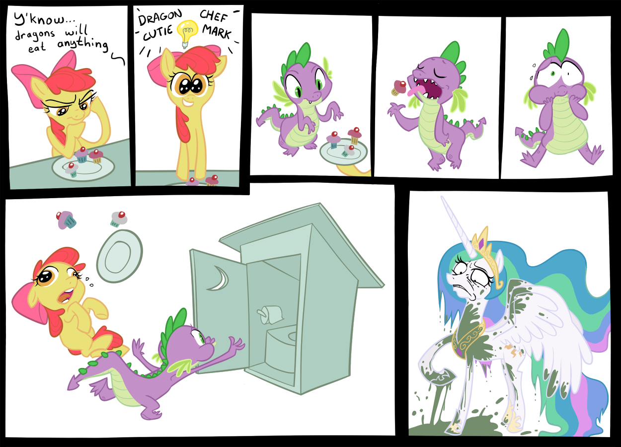 #16013 - safe, artist:fxcellent, apple bloom, princess celestia, spike ...