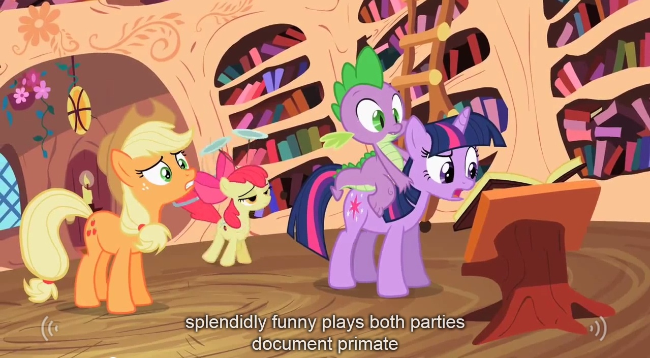 #46719 - safe, screencap, apple bloom, applejack, spike, twilight ...