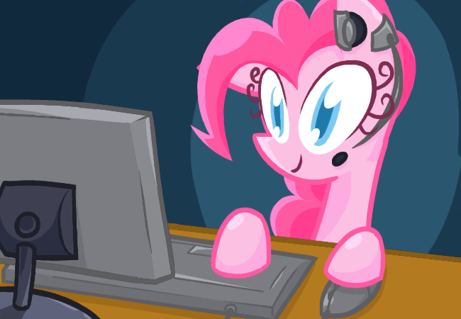 #50020 - safe, artist:frostedwarlock, pinkie pie, computer, computer ...
