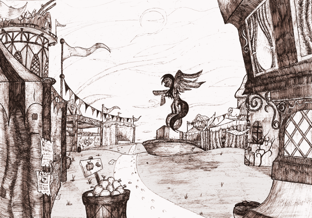 #54042 - safe, artist:konsumo, market, monochrome, original location ...