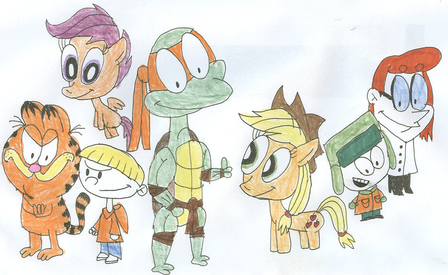 #55619 - safe, artist:sithvampiremaster27, applejack, scootaloo, cat ...