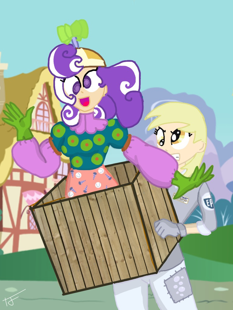 #33580 - safe, artist:themeaningofj, derpy hooves, screwball, human, g4 ...