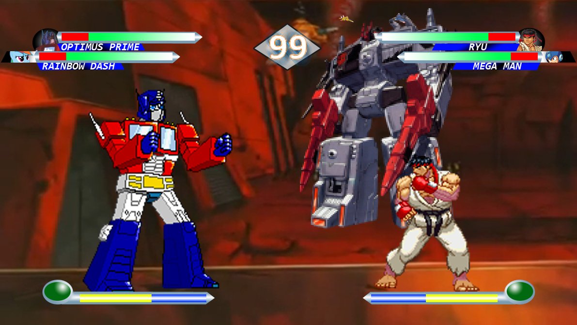 #35029 - safe, rainbow dash, capcom, crossover, mega man (series), optimus prime, street fighter ...