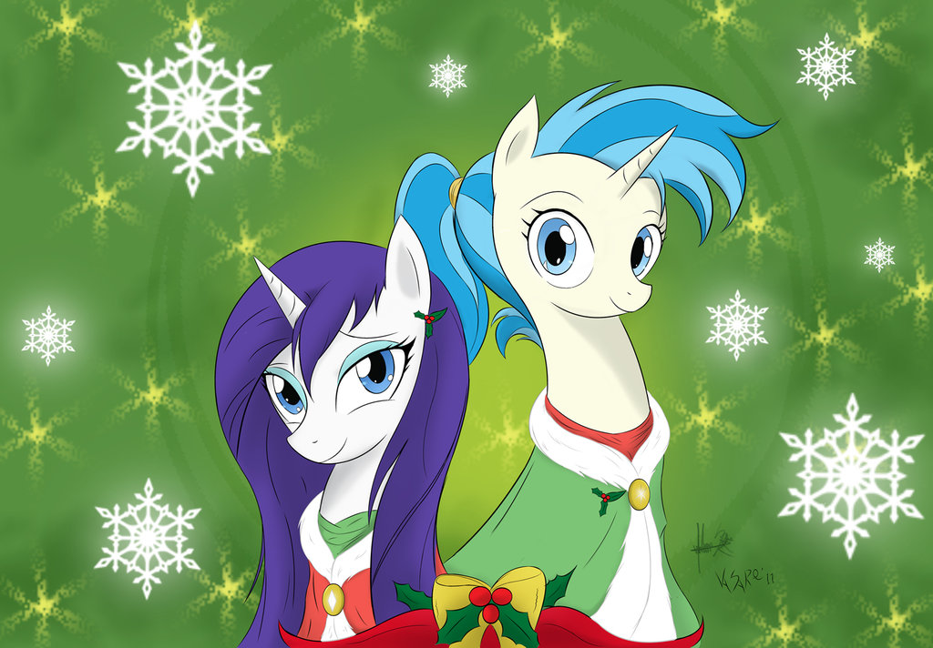 #37860 - safe, artist:razamatzu, allie way, rarity, christmas, clothes ...