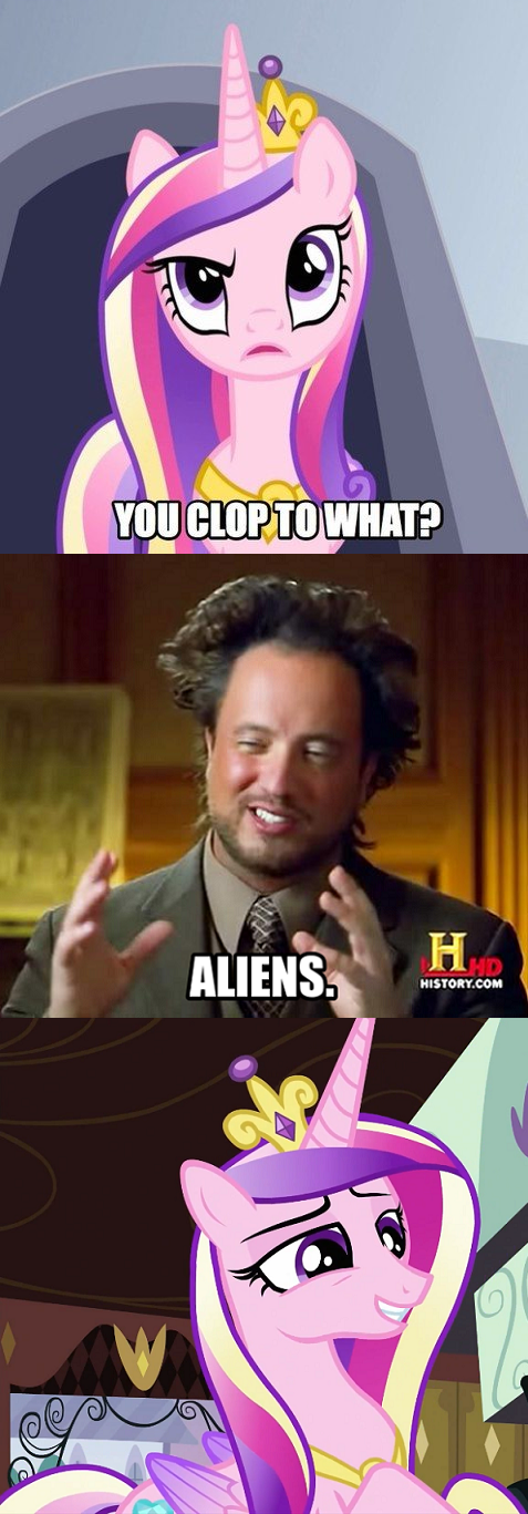 #72788 - safe, princess cadance, g4, ancient aliens, bedroom eyes, clop ...