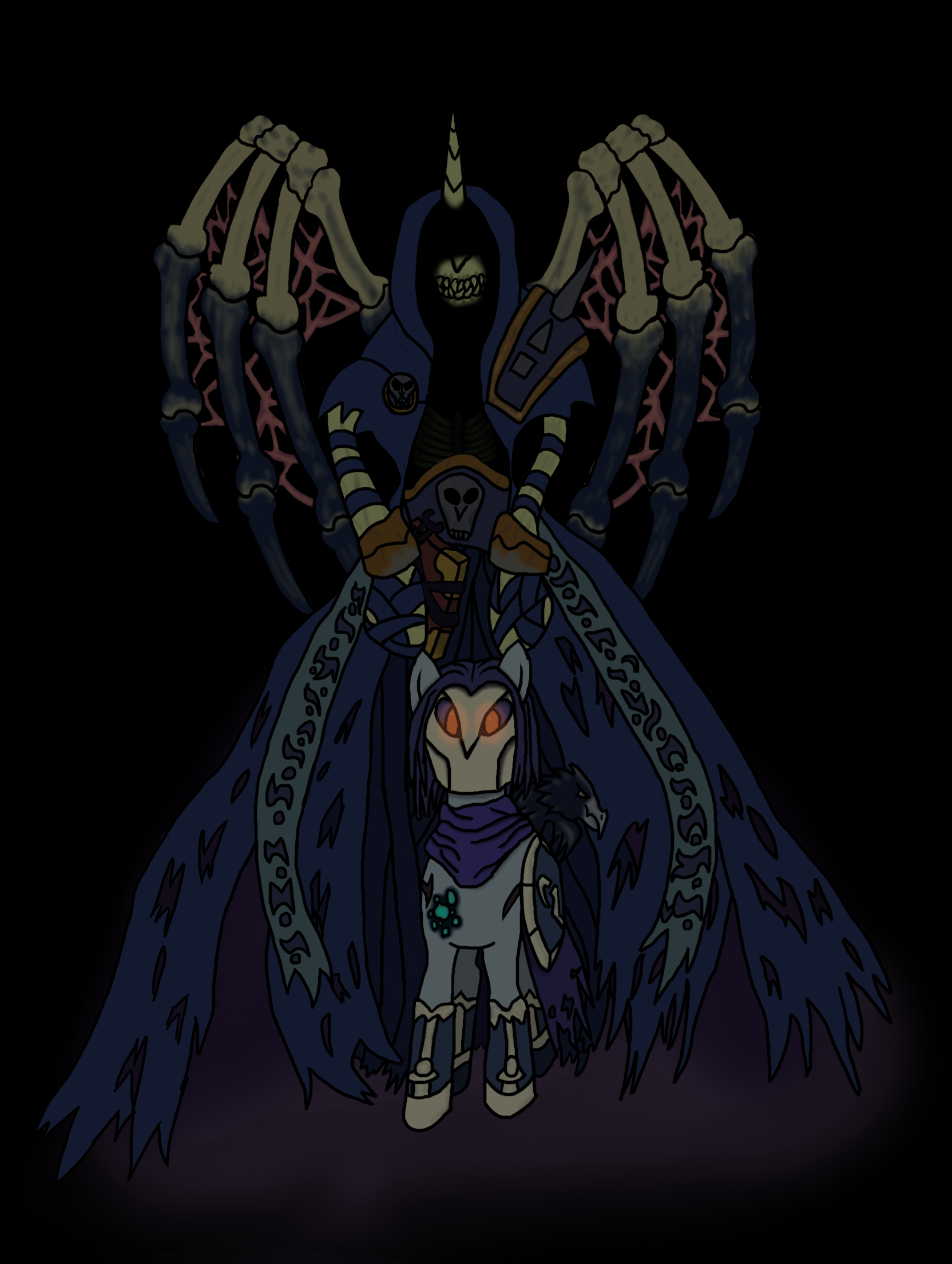 #79929 - safe, artist:redmarkerrellik, alicorn, crow, pony, darksiders ...