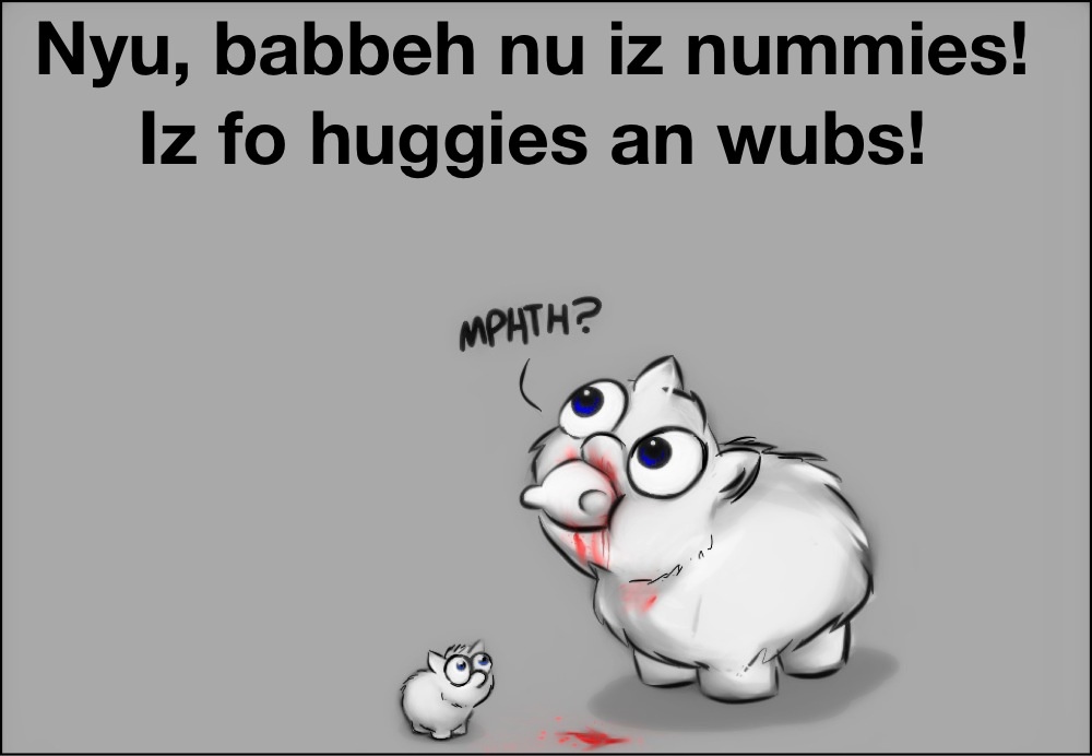 #101158 - grimdark, artist:kmeb, fluffy pony, blood, cannibalism ...