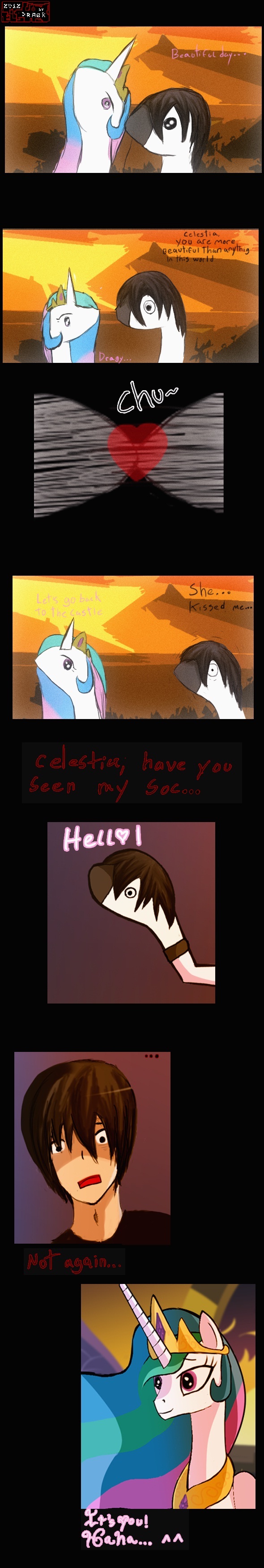 #104350 - safe, artist:dragk, princess celestia, oc, oc:dragk, g4 ...