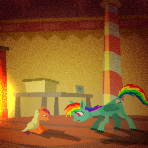 #109308 - safe, rainbow dash, scootaloo, sad, scootalove, sororal instincts, sugarcube corner ...