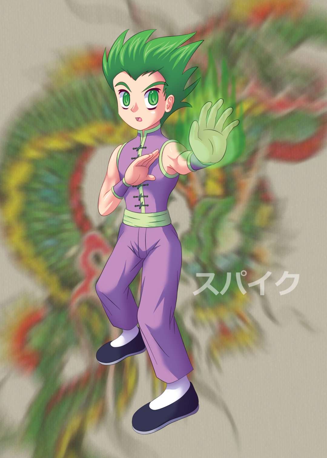 #93435 - safe, artist:agu-fungus, spike, human, chinese clothes ...