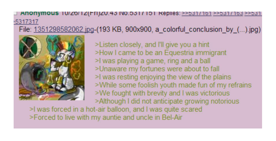 #222002 - safe, zecora, zebra, g4, /mlp/, 4chan, 4chan screencap ...