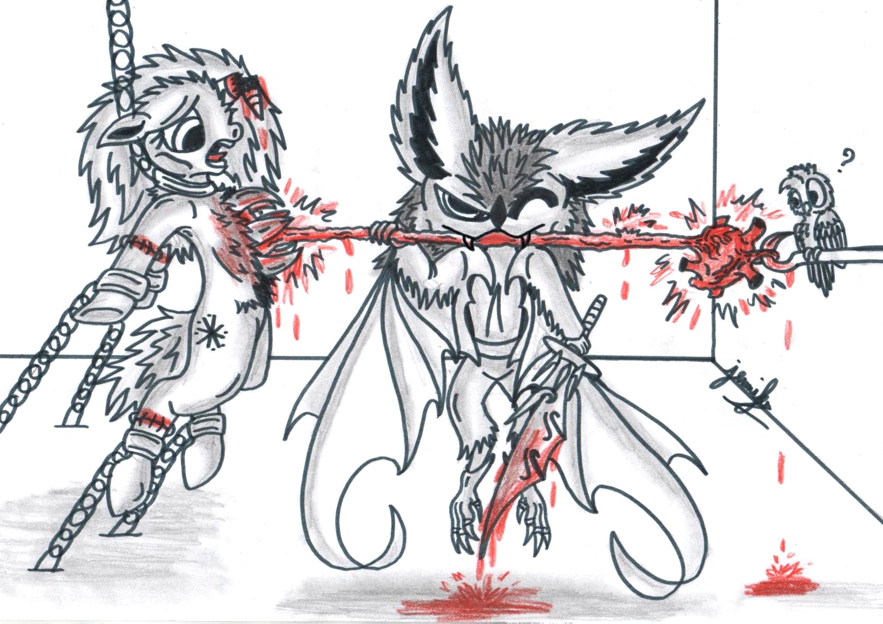 #201898 - grimdark, grotesque, artist:vata38, oc, oc only, bat, bird ...