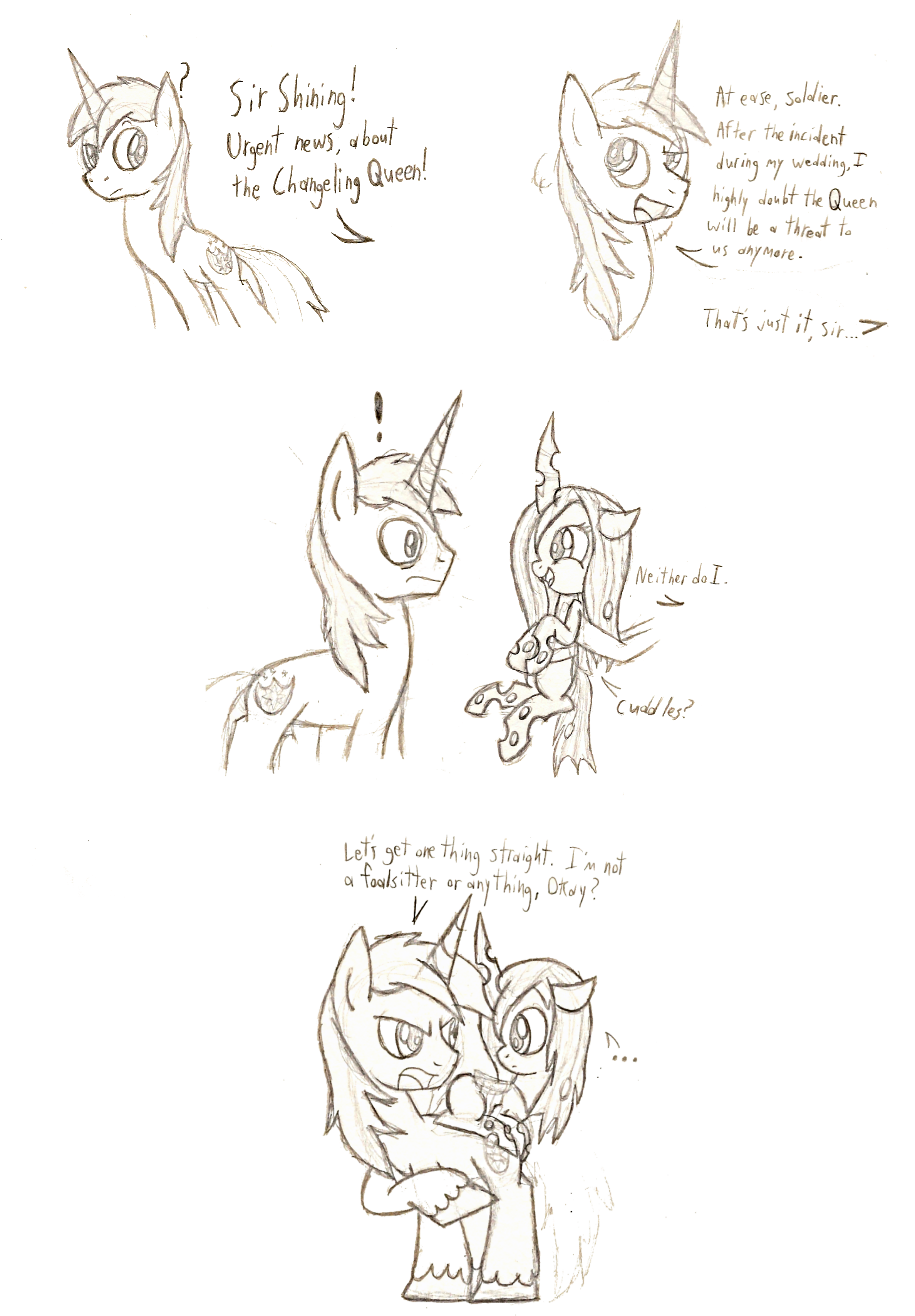 #205300 - safe, artist:boulderthedragon, queen chrysalis, shining armor ...