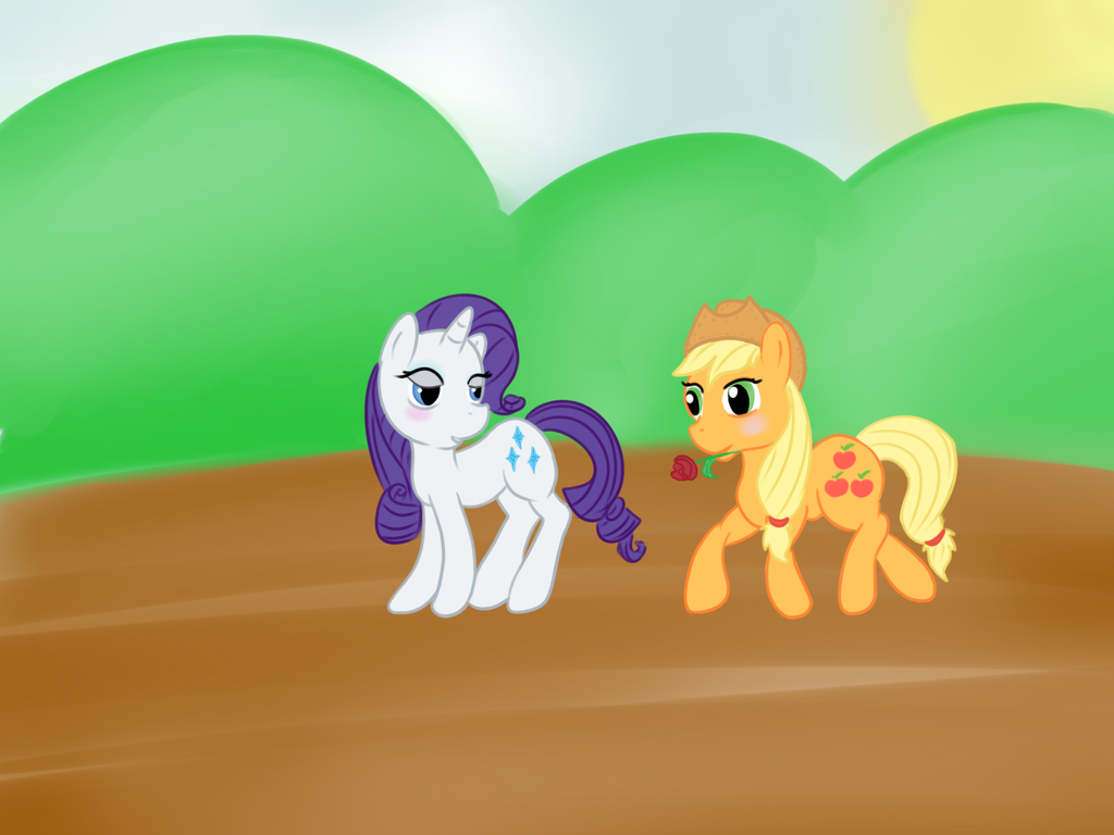 #205937 - safe, artist:hiddencookie, applejack, rarity, g4, flower ...