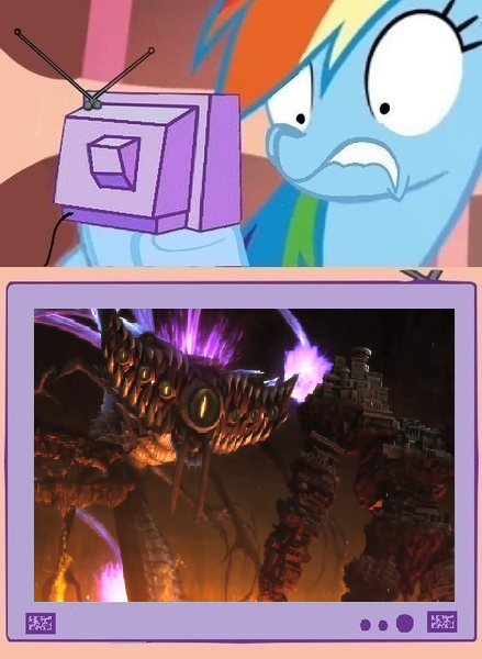 #449549 - safe, rainbow dash, g4, chip, crossover, dark gaia ...