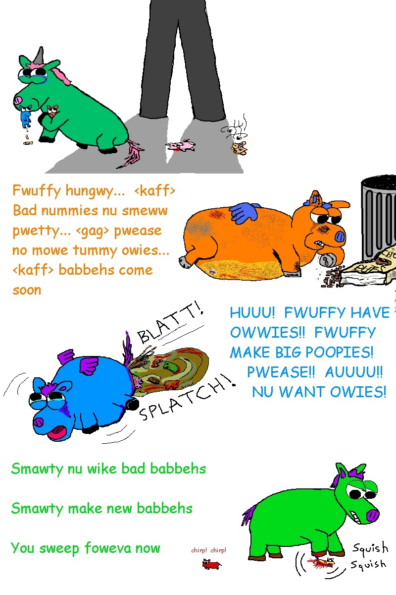 #464030 - grimdark, grotesque, questionable, artist:roufe, fluffy pony ...