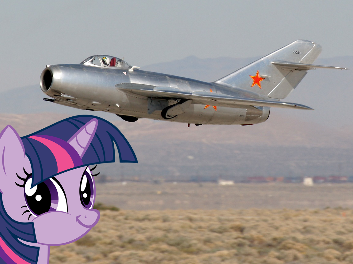 #501715 - safe, twilight sparkle, g4, jet fighter, mig-15, obligatory ...