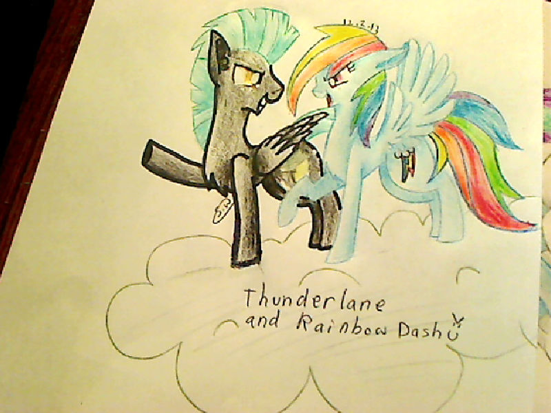 #489579 - safe, artist:ilovebacon235, rainbow dash, thunderlane, female ...