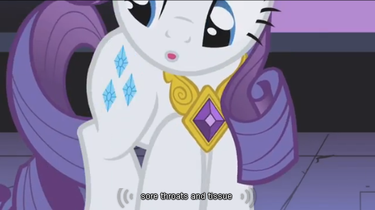 #247415 - safe, screencap, rarity, element of generosity, solo, youtube caption - Derpibooru