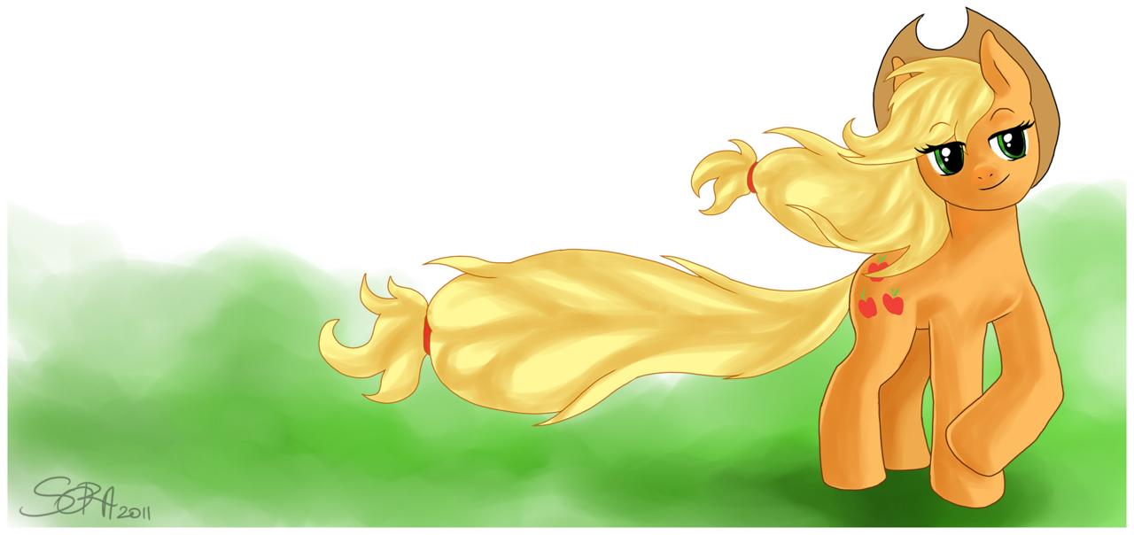 #236270 - safe, artist:black-namer, applejack, windswept mane - Derpibooru