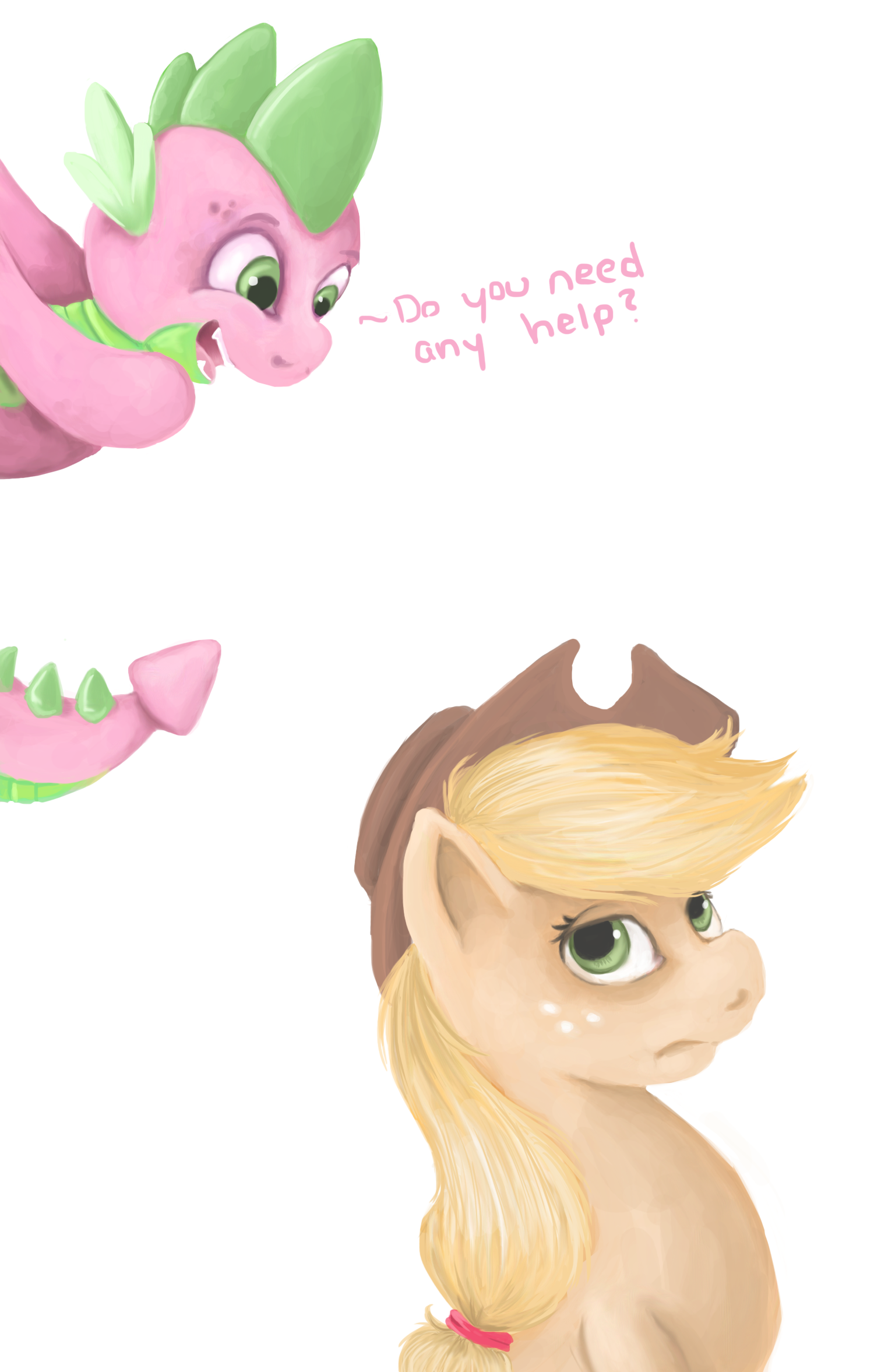 #269067 - safe, artist:galaxy-station, applejack, spike - Derpibooru