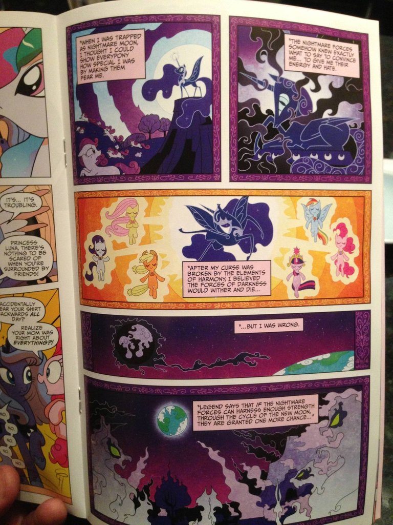 #277596 - safe, idw, official comic, applejack, fluttershy, nightmare ...