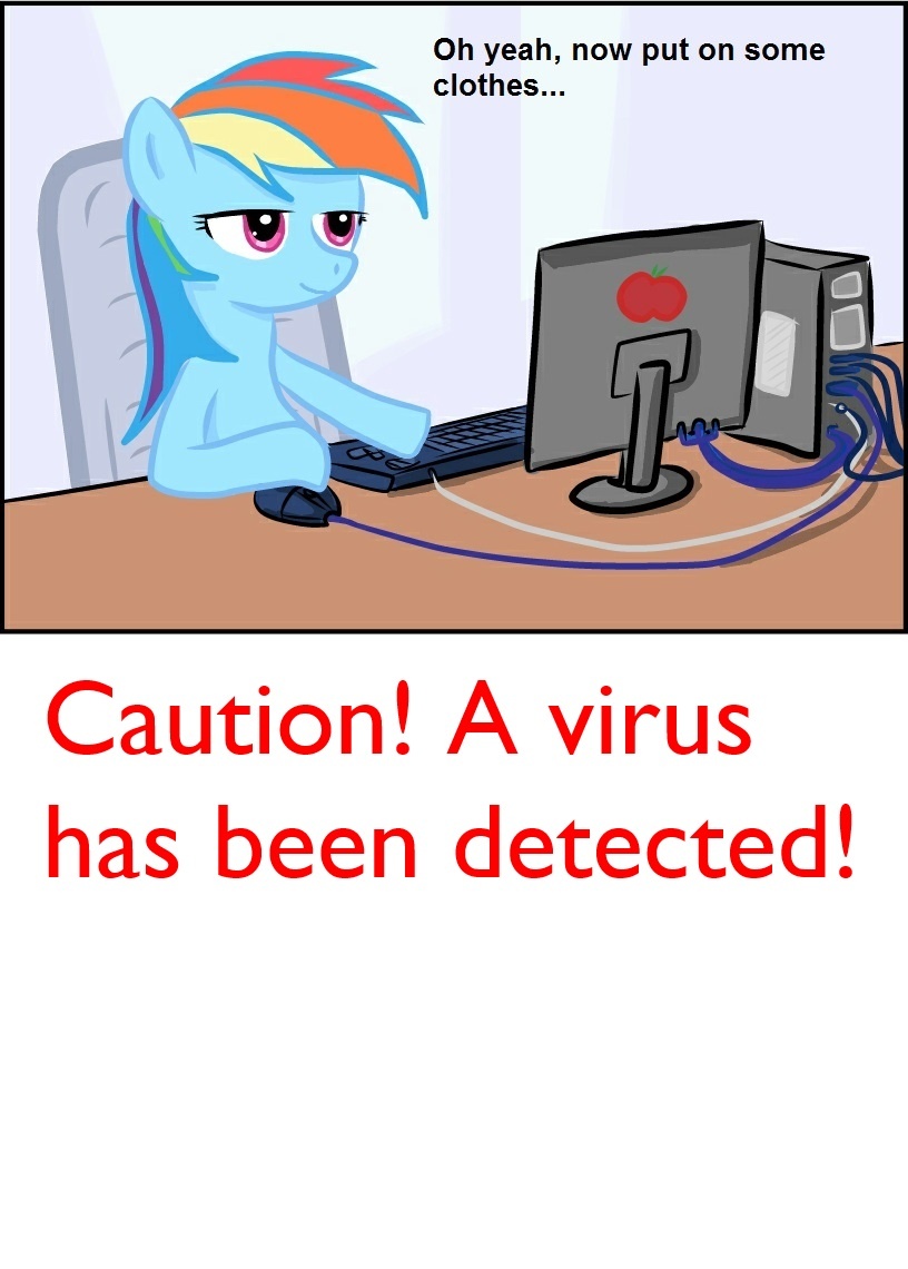 #282526 - safe, rainbow dash, computer, virus, virus found - Derpibooru