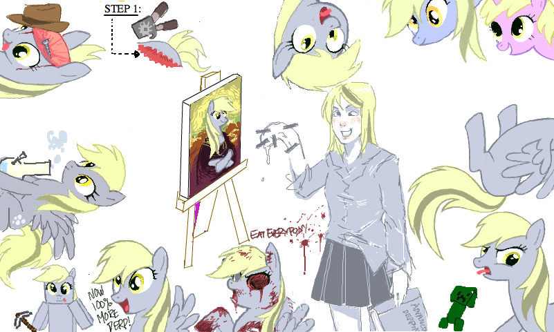 #263835 - grimdark, artist:slightly, derpy hooves, dinky hooves, human ...