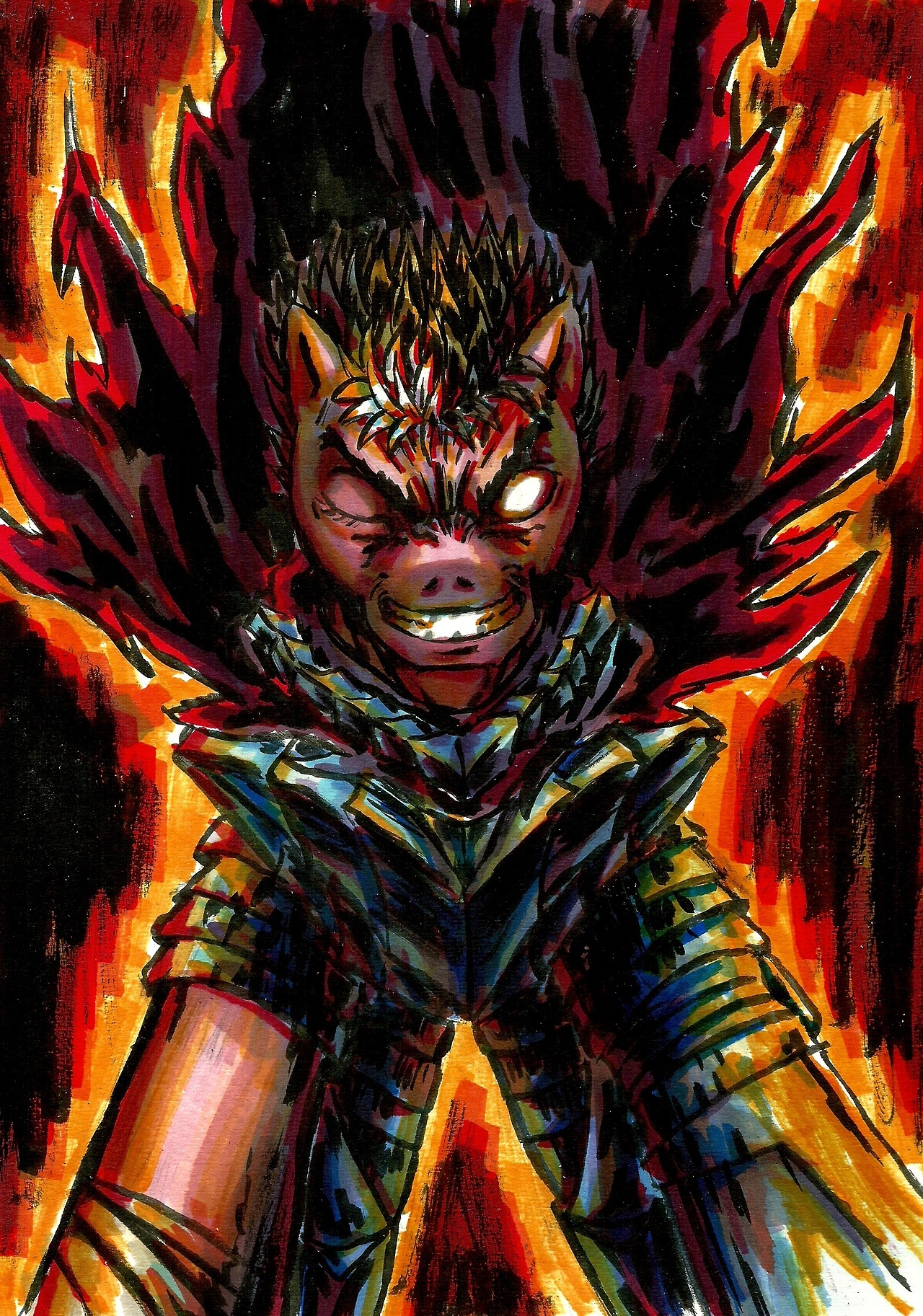 #294881 - semi-grimdark, artist:ponetron, pony, armor, berserk, glowing ...