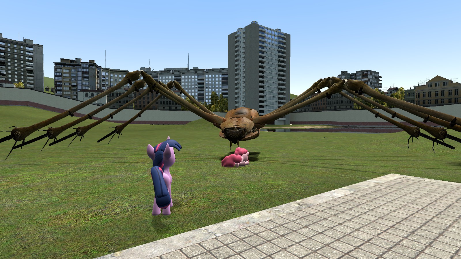 #300557 - semi-grimdark, pinkie pie, twilight sparkle, giant spider ...