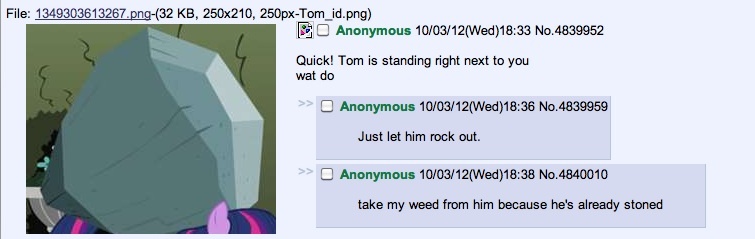 #310291 - safe, screencap, tom, g4, /mlp/, 4chan, 4chan screencap ...