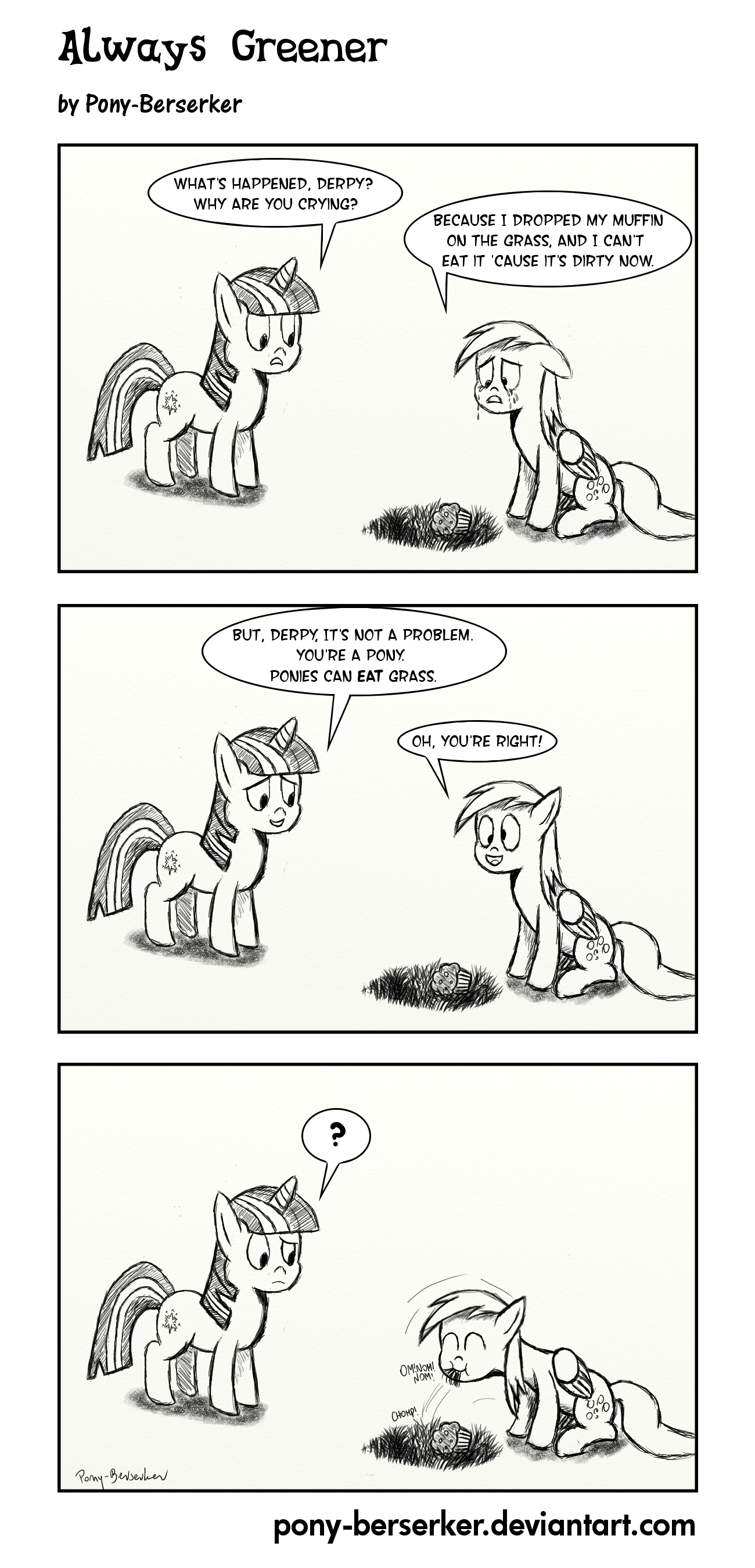 #288368 - safe, artist:pony-berserker, derpy hooves, twilight sparkle ...