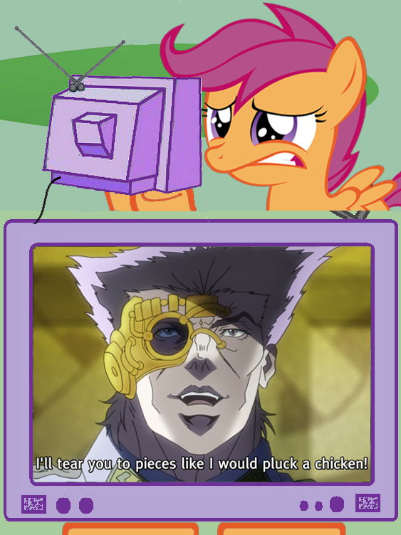 #337102 - safe, scootaloo, g4, exploitable meme, jojo's bizarre ...