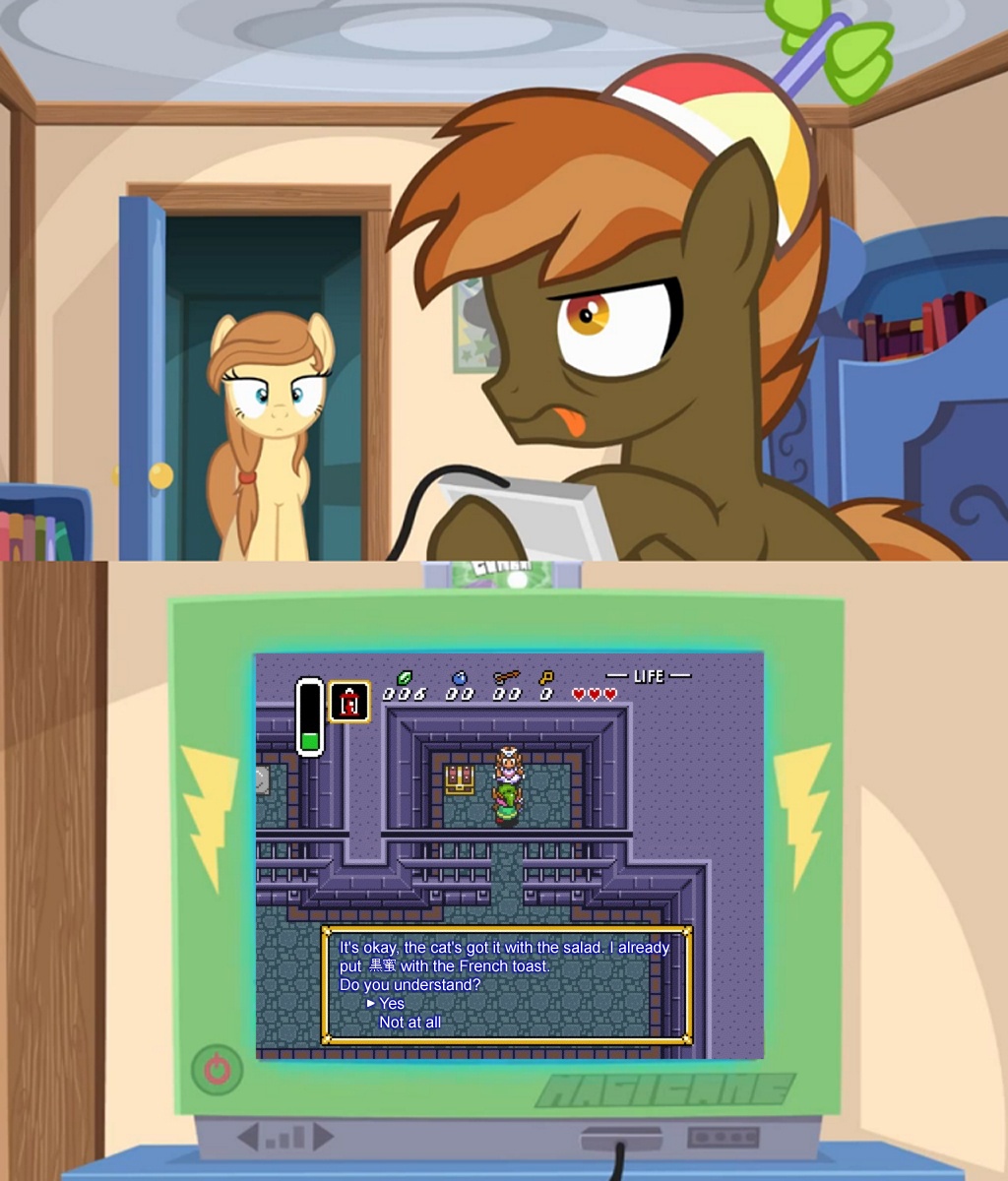 #407883 - safe, button mash, oc, oc:cream heart, button's adventures, button mash plays, meme ...