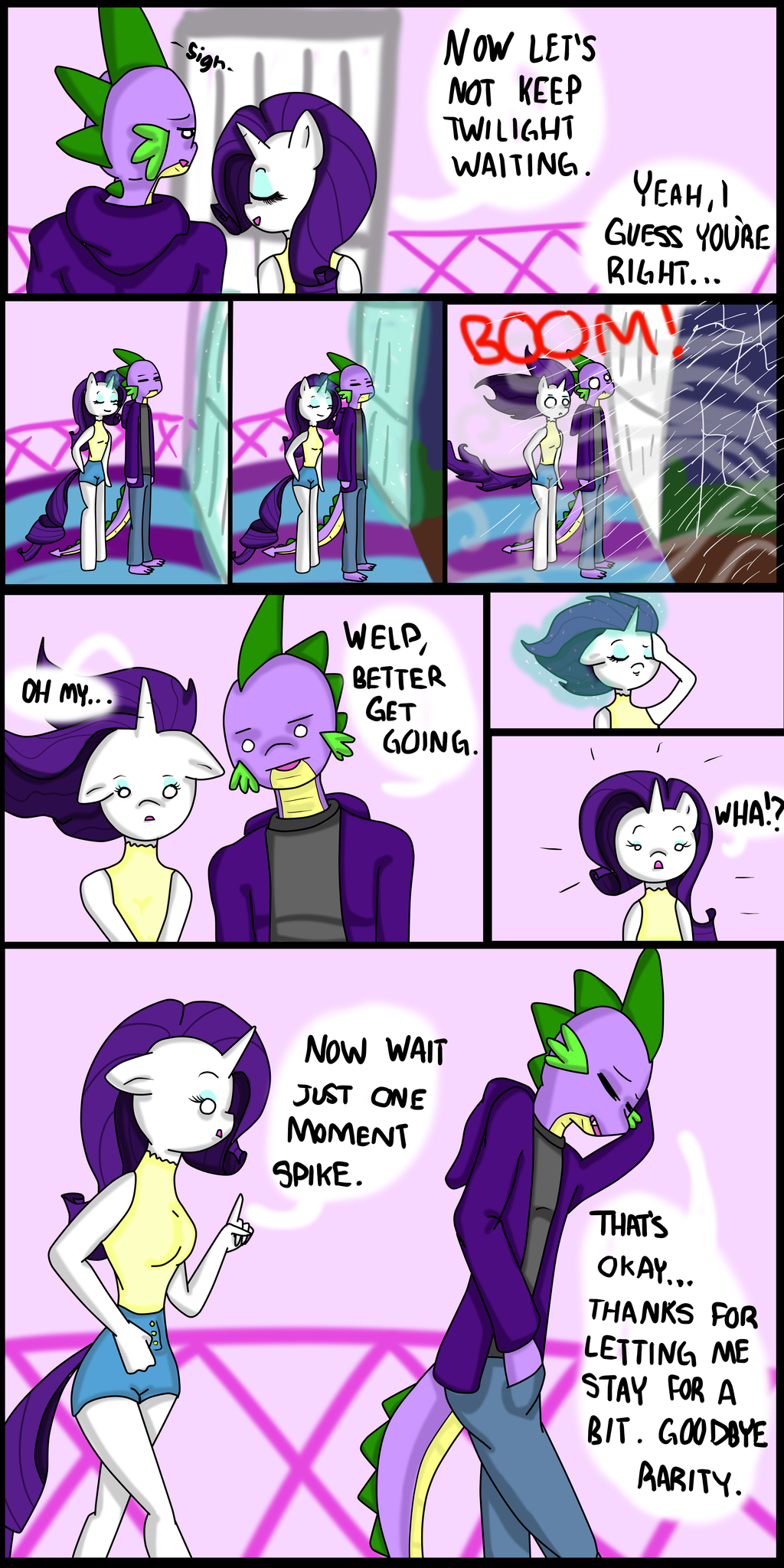 #409250 - safe, rarity, spike, anthro, comic, female, male, ship ...