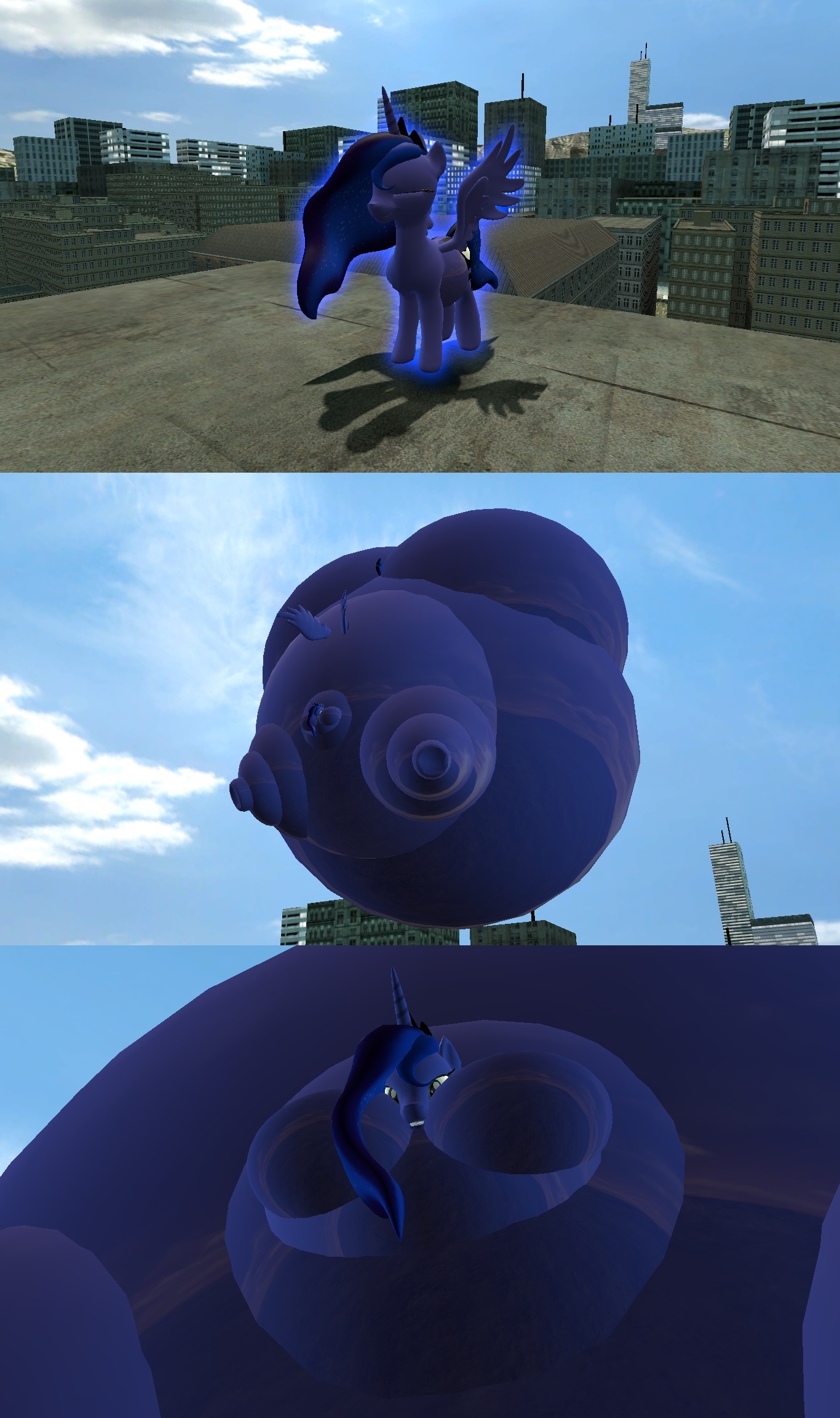 #412079 - questionable, artist:anon06952, princess luna, 3d, blimp ...