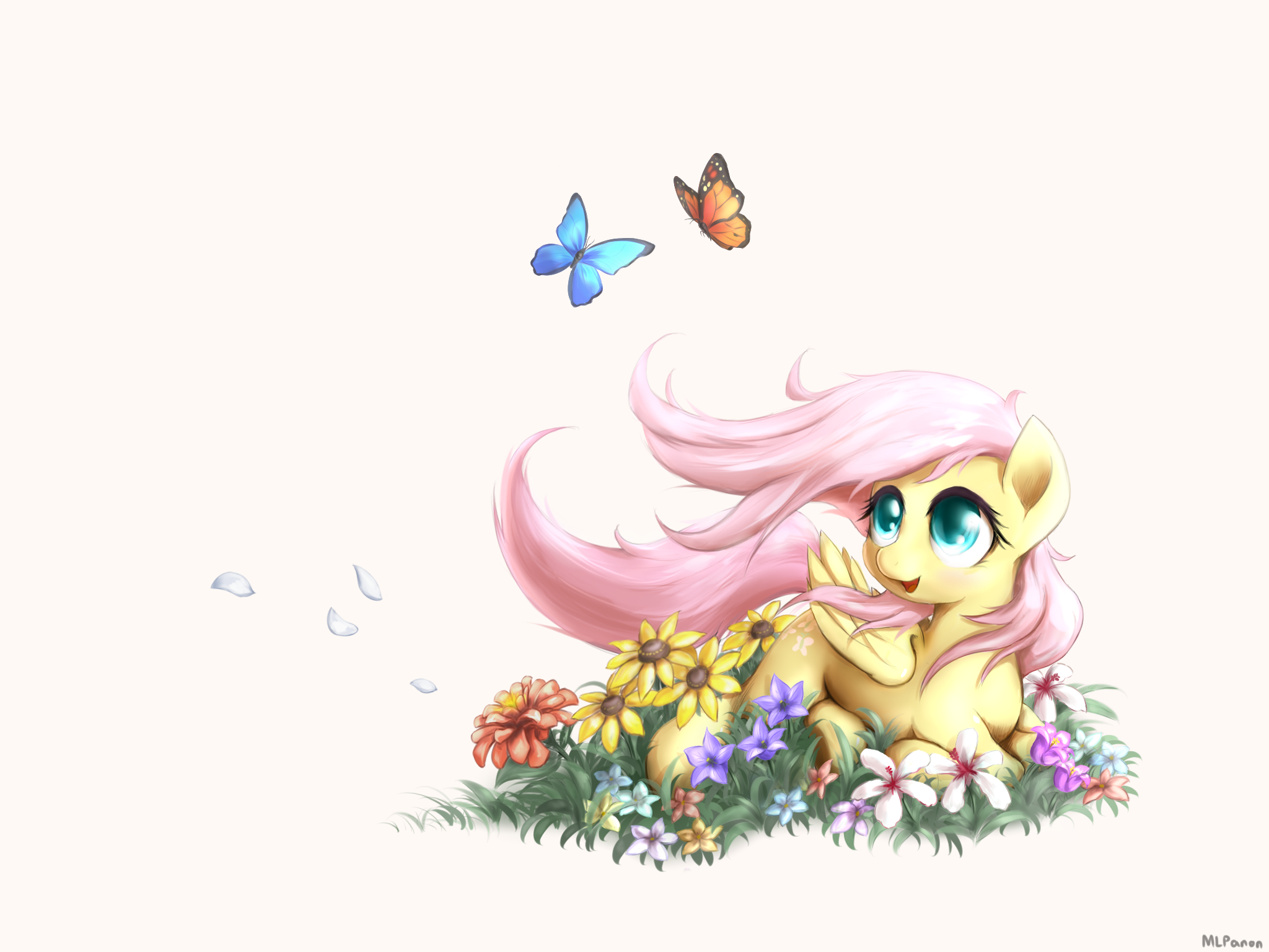 #393215 - safe, artist:mlpanon, fluttershy, butterfly, pegasus, pony ...
