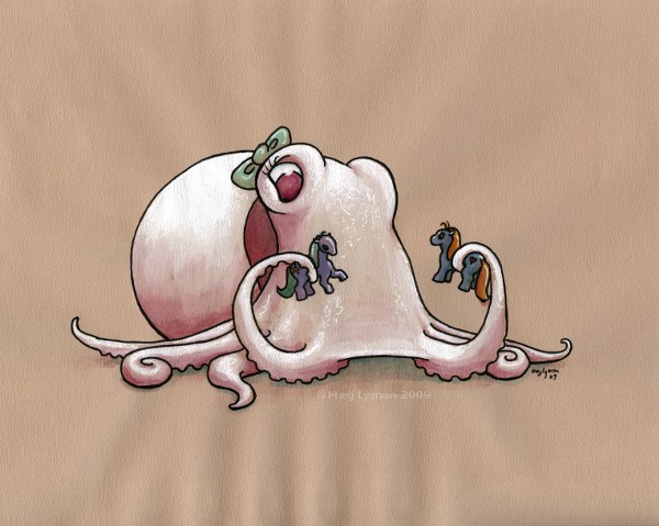 #393362 - safe, artist:meglyman, octopus, pony, g1, animal, cute, toy ...