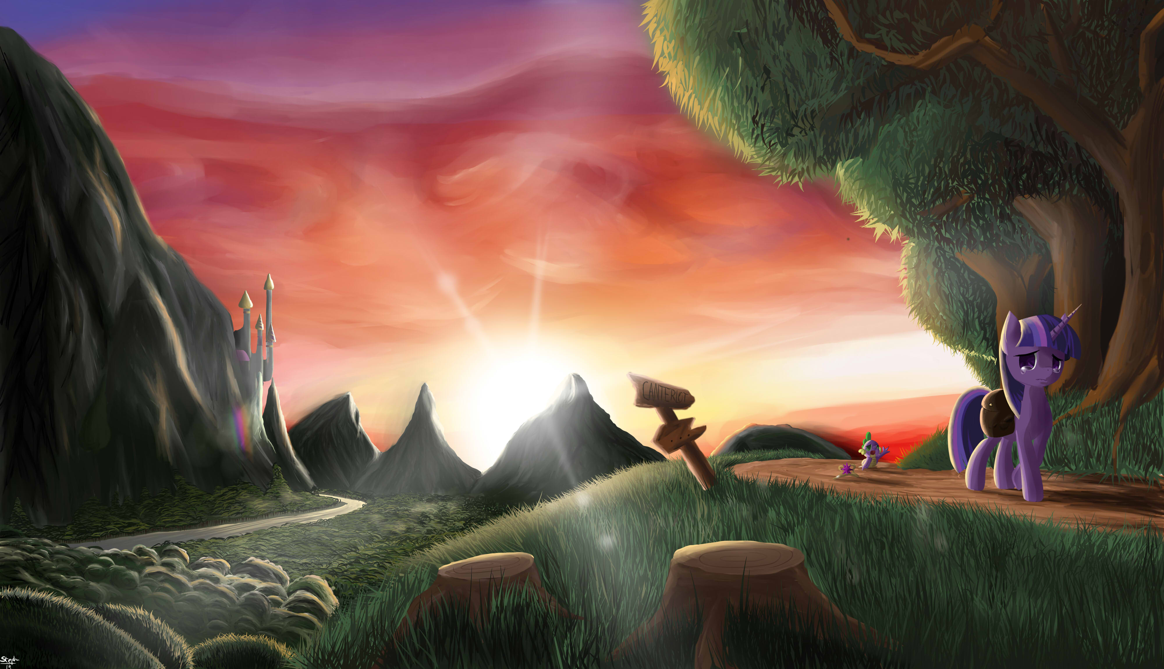 #424786 - safe, artist:mricantdraw, spike, twilight sparkle, g4, big ...