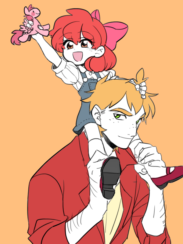 #429689 - safe, artist:bartolomeus_, apple bloom, big macintosh, human, adorabloom, cute ...