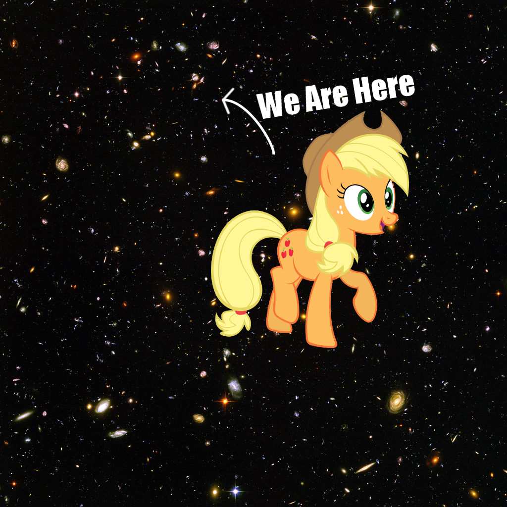 #437149 - safe, applejack, g4, female, galaxy, hubble ultra deep field ...