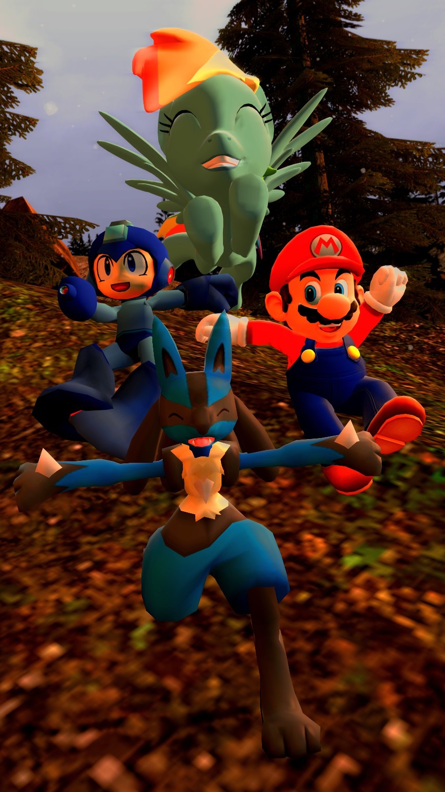 #520588 - safe, rainbow dash, lucario, g4, 3d, crossover, gmod, male ...